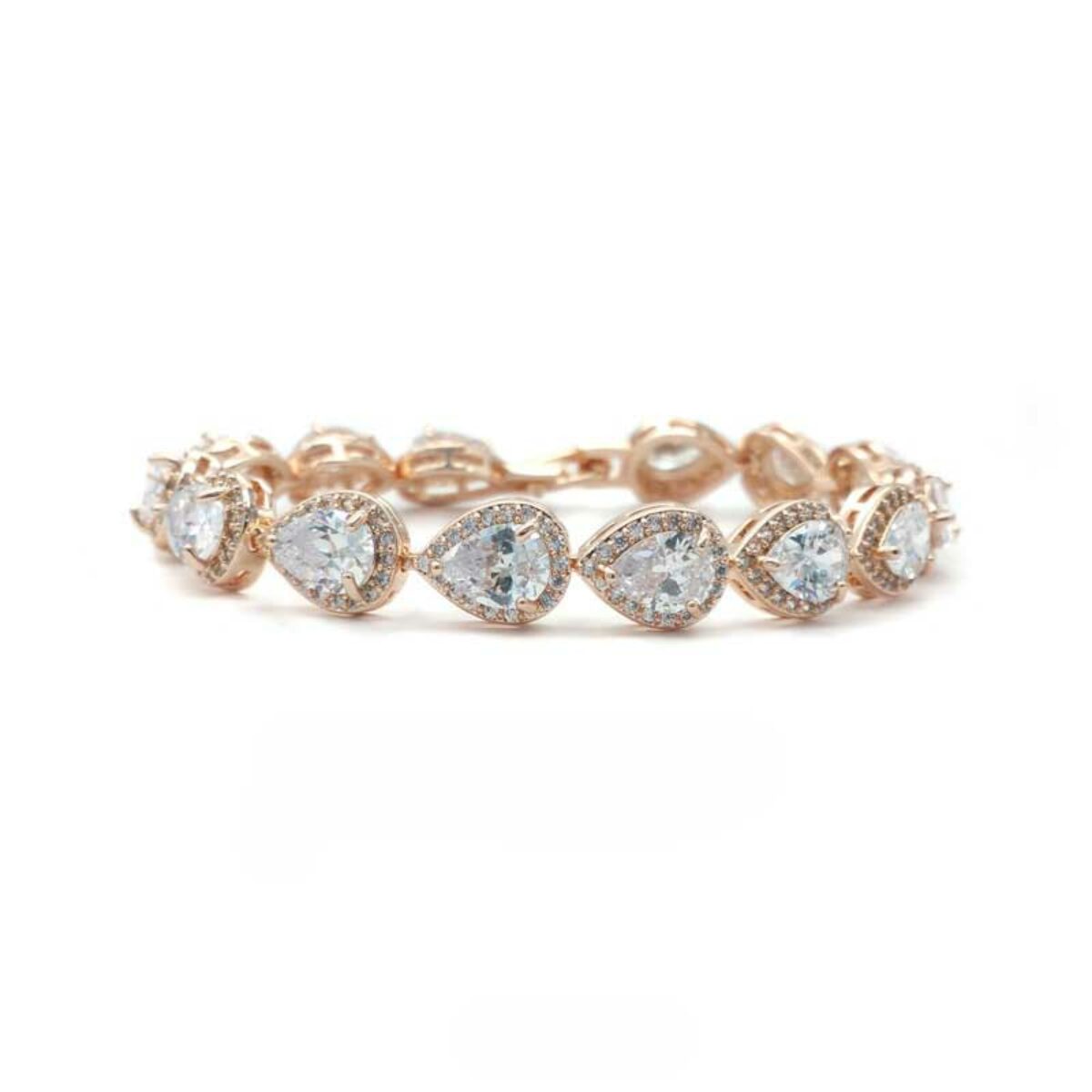Tear Drop Bridal Bracelet - Simply Stunning In Silver Or Rose Gold.