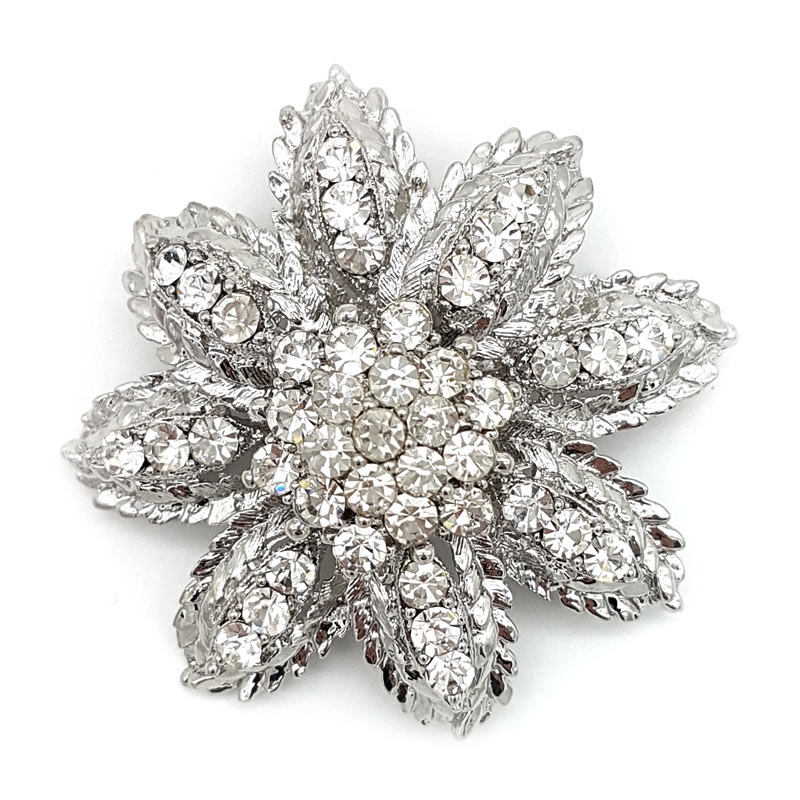 Silver Flower Brooch - 'Misty' | Glam Couture