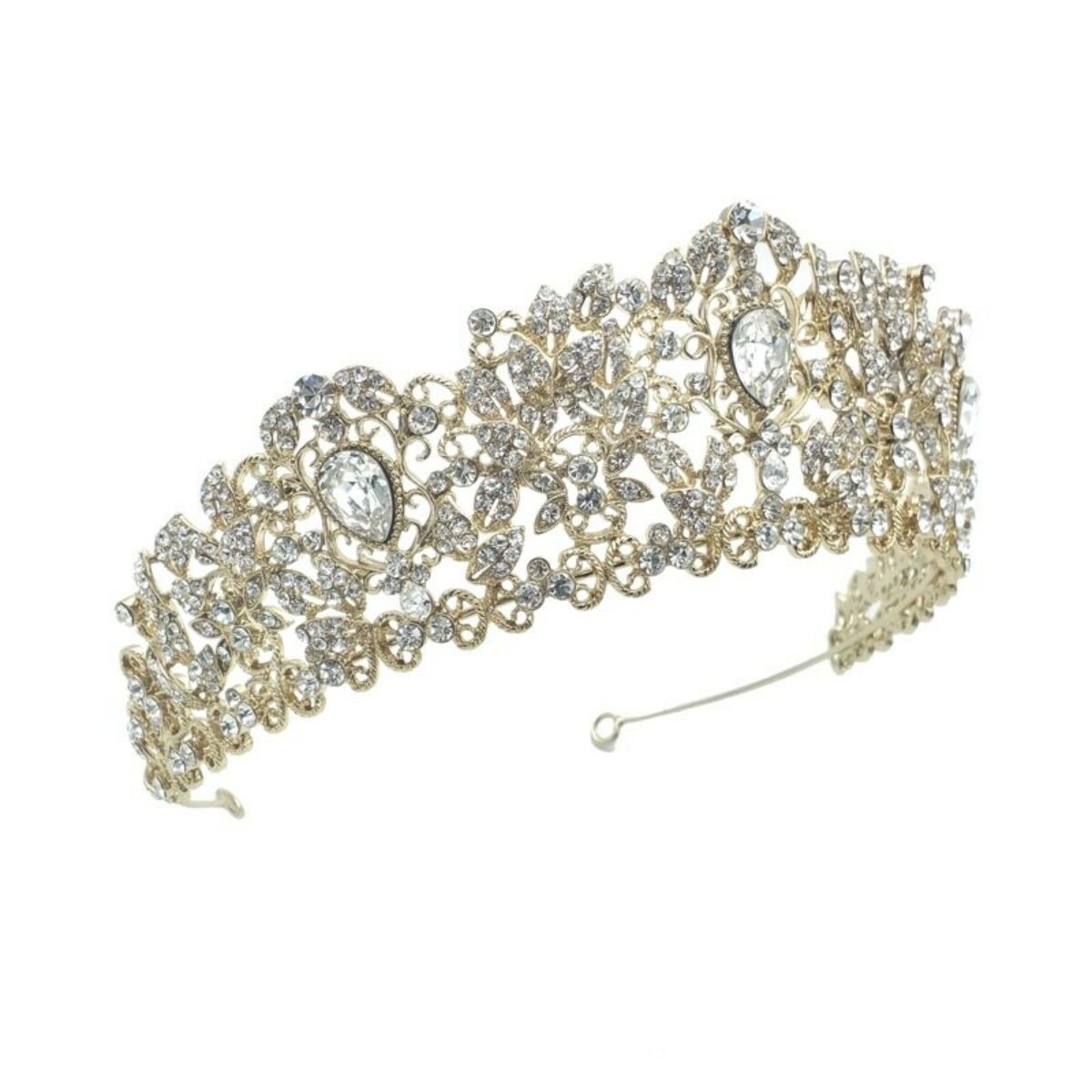 Champagne Gold Crystal Bridal Crown | Elegant & Versatile