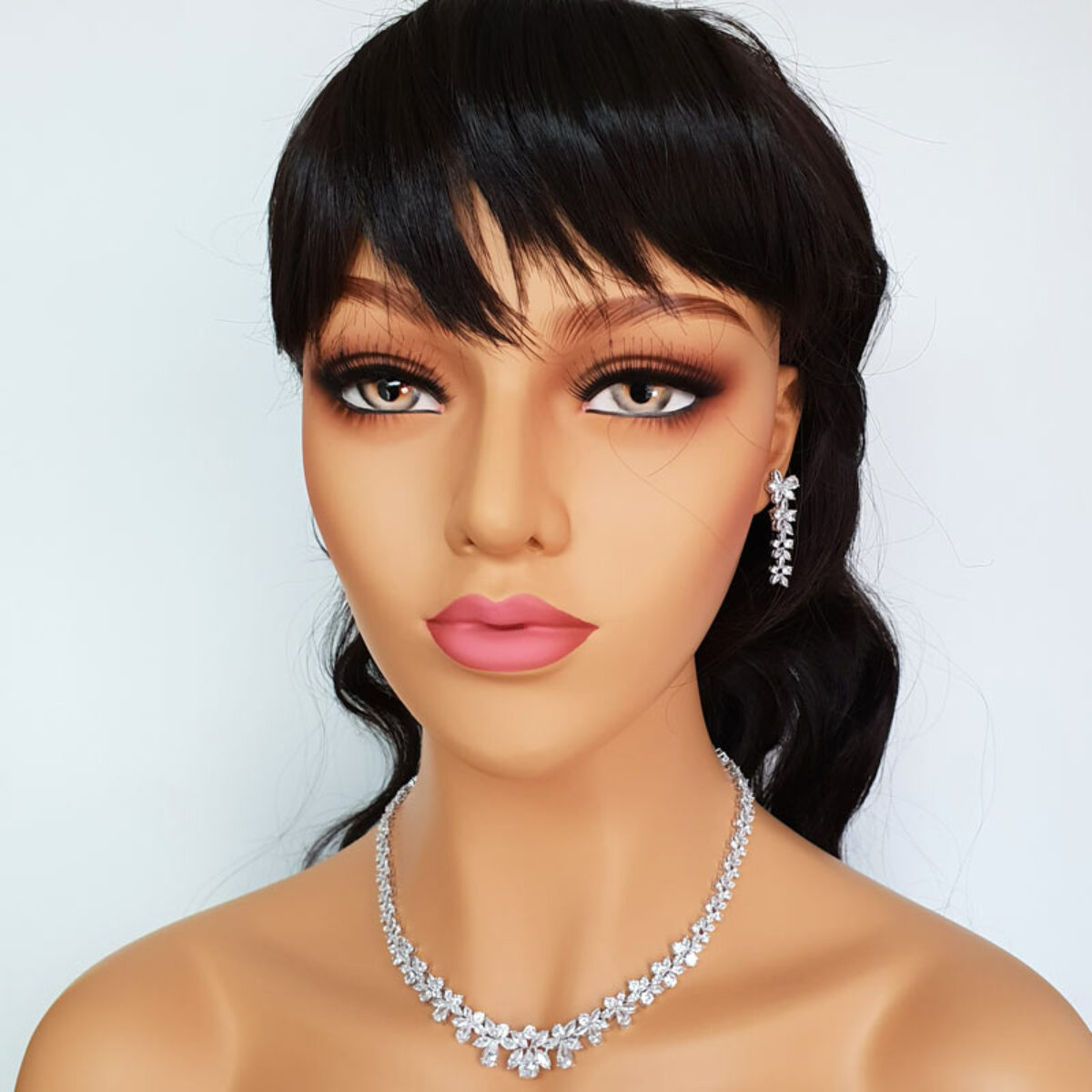 'Sandy' Silver Necklace Set (Clear Or Blue) | Glam Couture