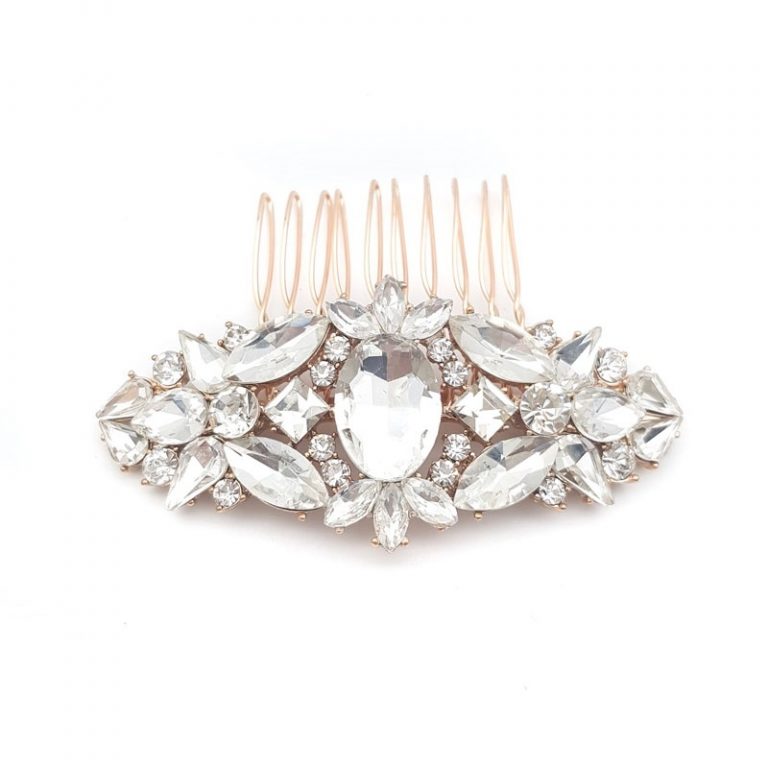 'Frances' Crystal Bridal Comb (Silver/Gold/Rose Gold) | Glam Couture