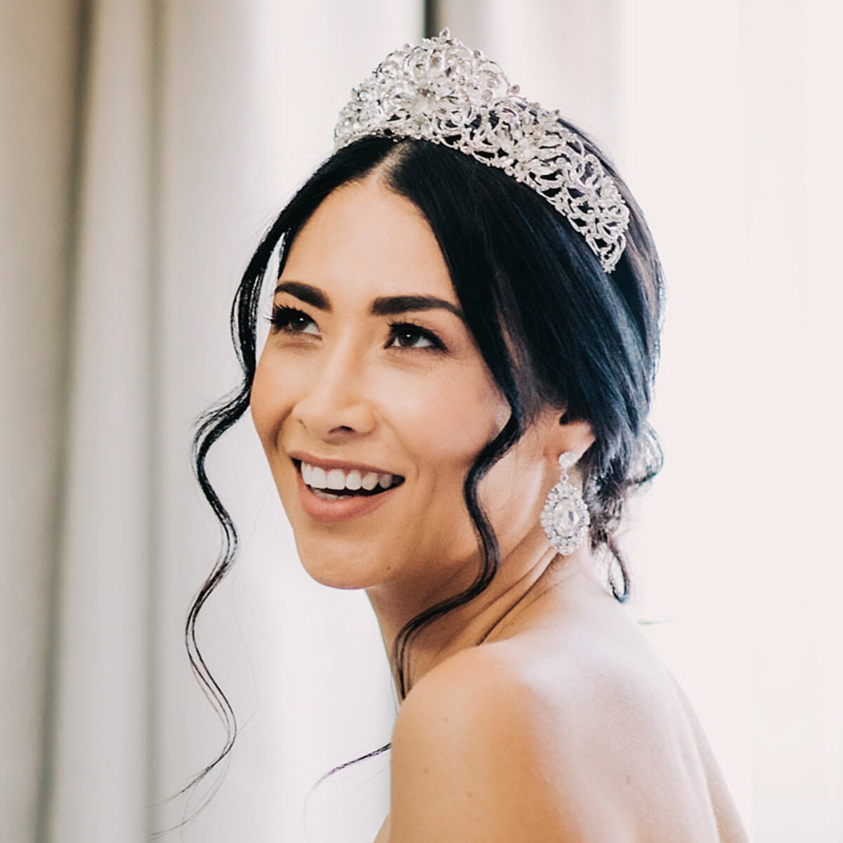 Silver Statement Bridal Crown - 'Crystal-Rose' | Glam Couture