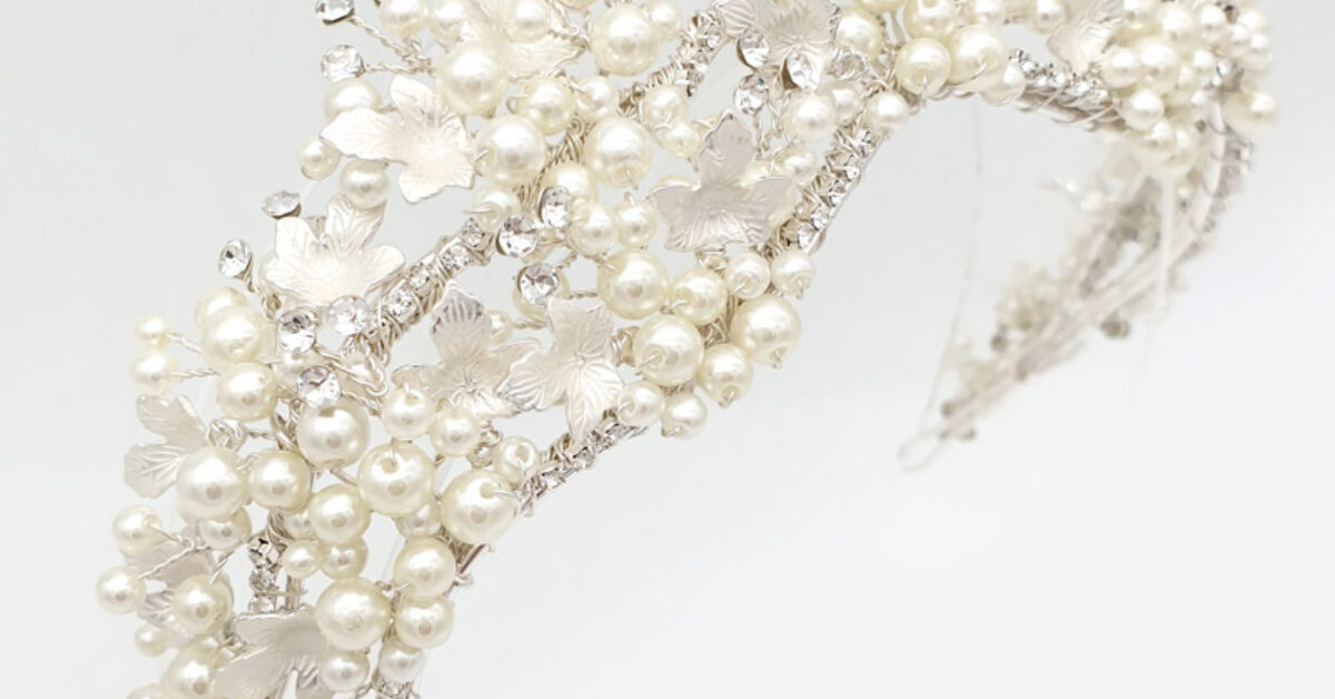 Pearl & Crystal Leaf Tiara (Silver/Gold/Rose Gold) - 'Arrabella' | Glam ...