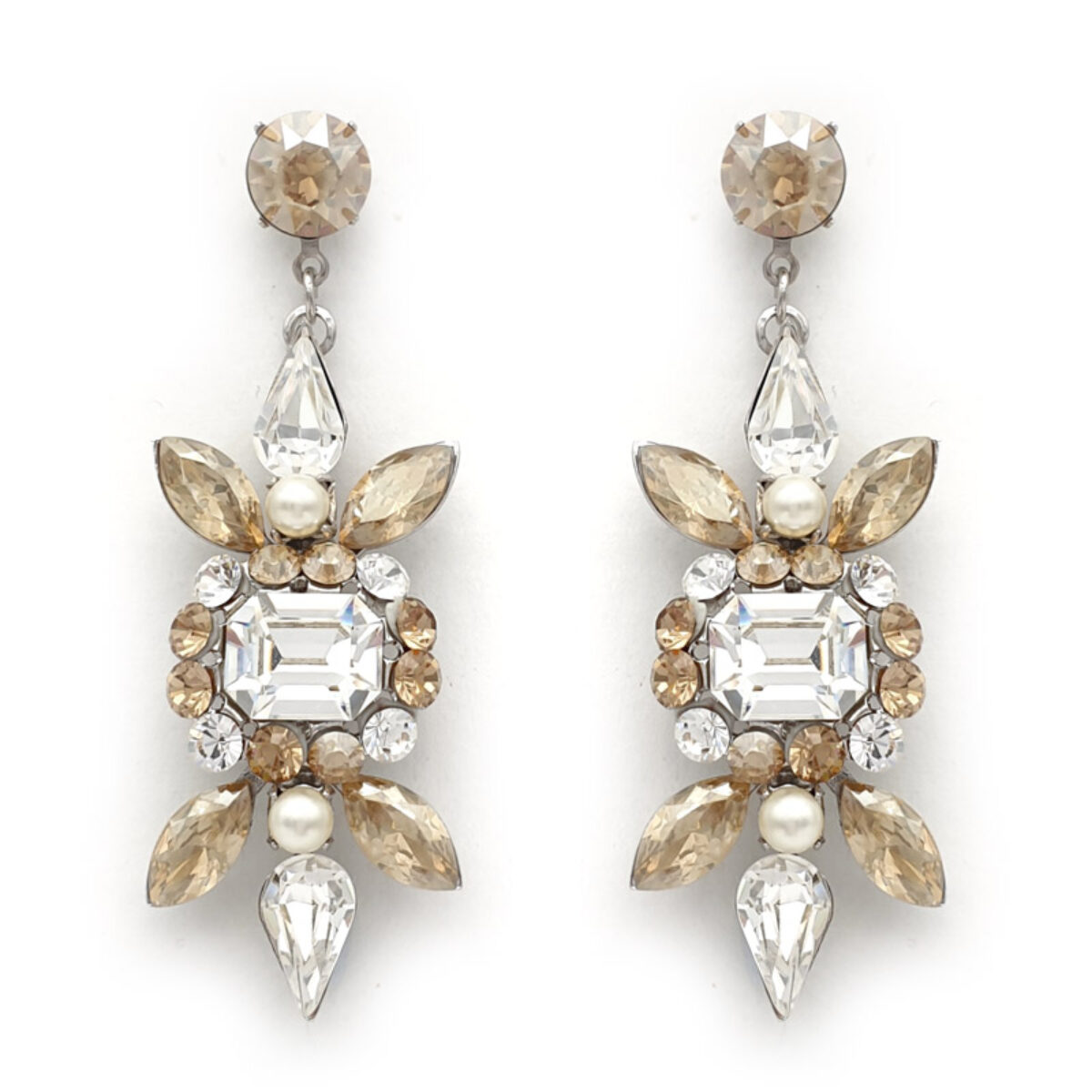 Silver Crystal Drop Earrings - 'Patrick' Glam | Glam Couture