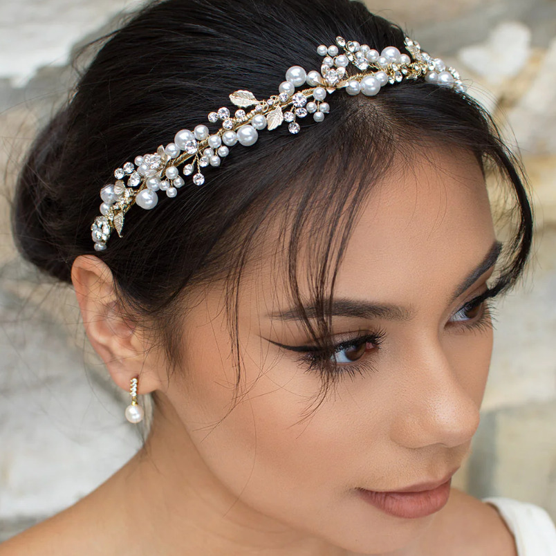 Pearl Bridal Headband (Silver Or Gold) - 'Cassandra' | Glam Couture
