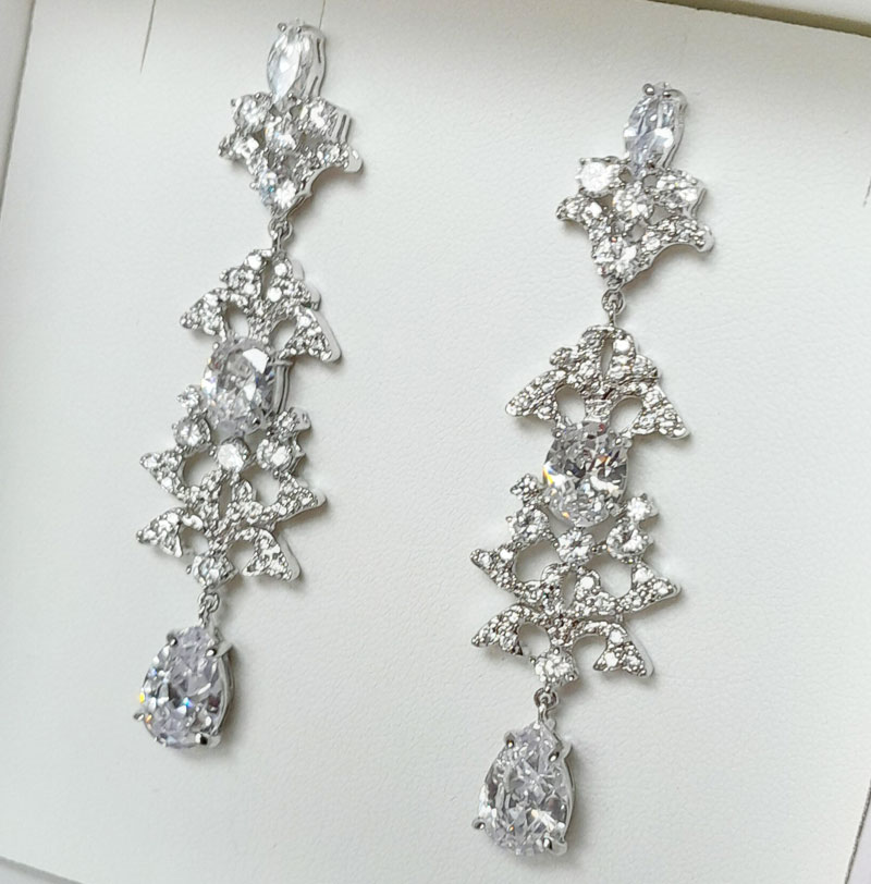 Silver Chandelier Earrings - 'Lindel' | Glam Couture